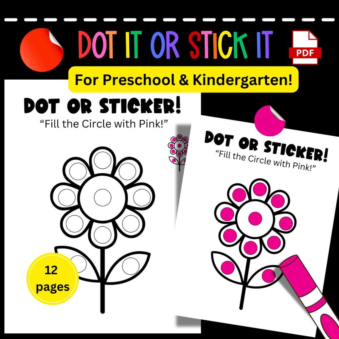 Insects Dot Marker and Dot Sticker Activity Worksheet for Kids | 12 ...