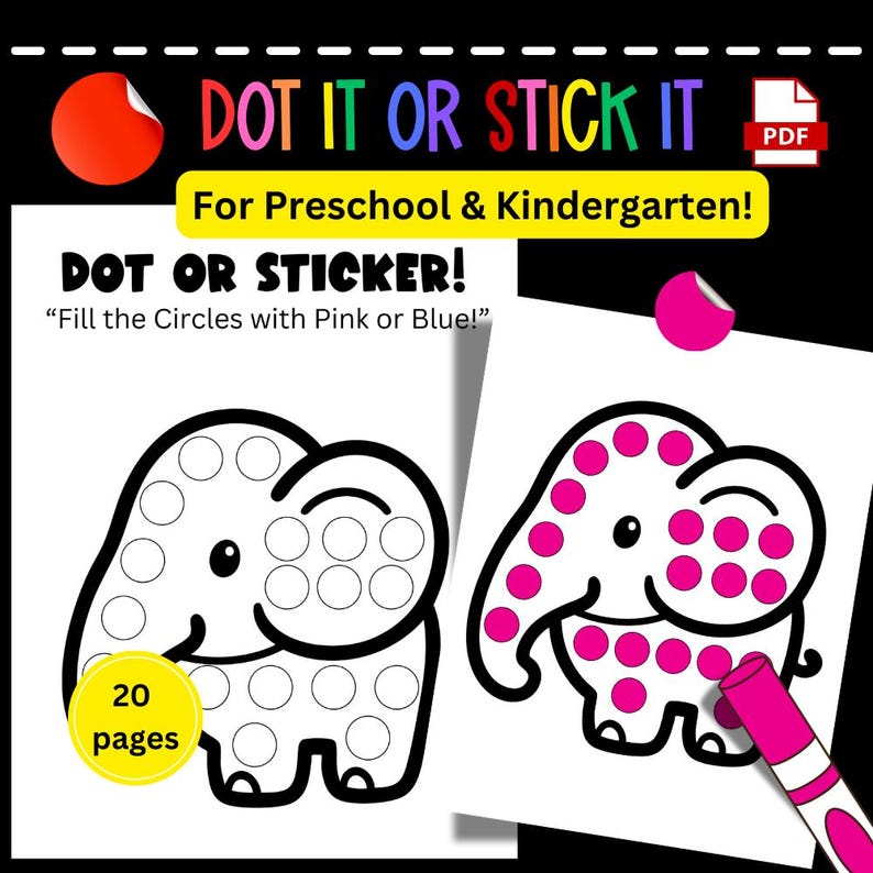 Safari Animal Dot Marker, Sticker, and Fingerprint Activity for Kids ...