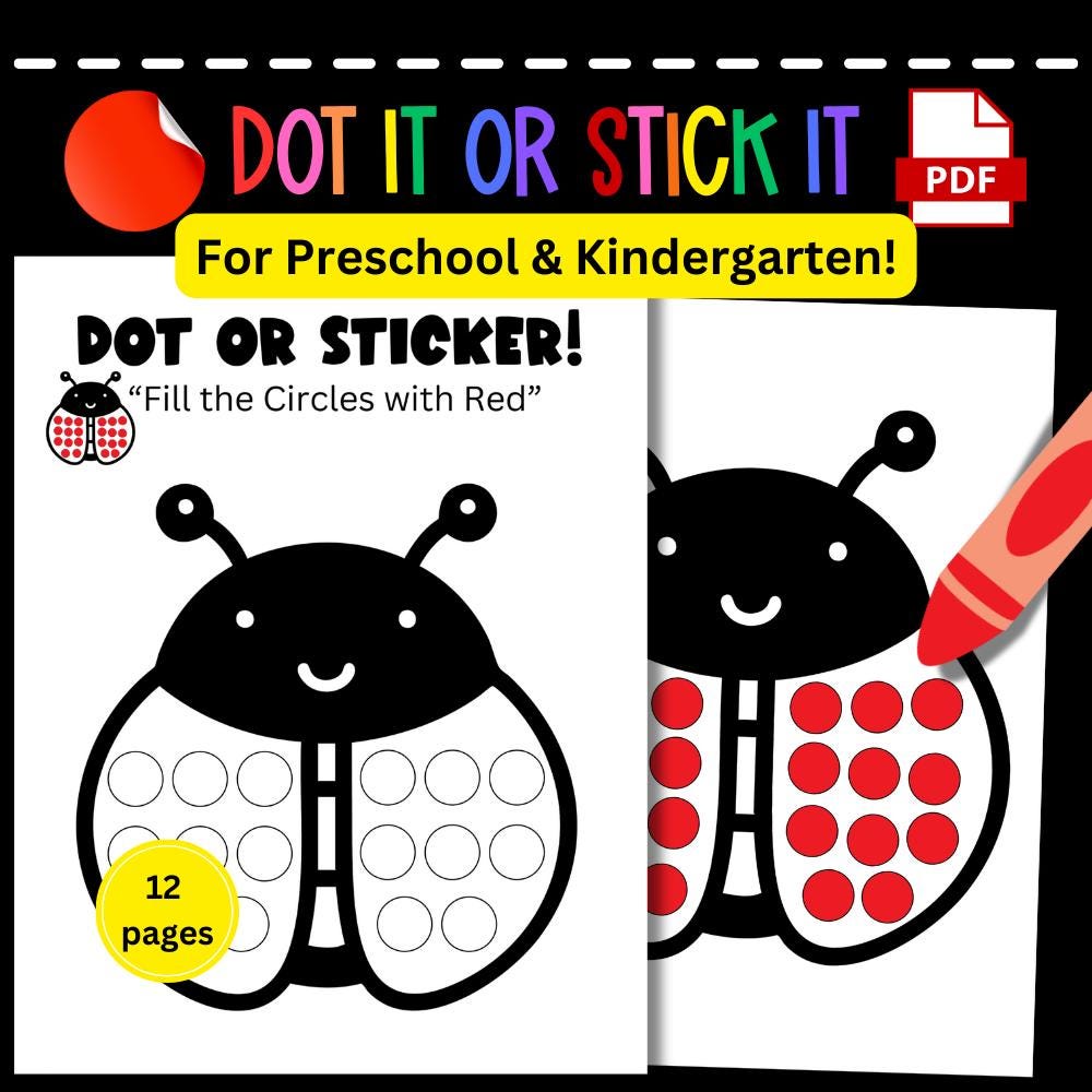 Insects Dot Marker & Dot Sticker Worksheets for Kids | 12 Printable PDF ...