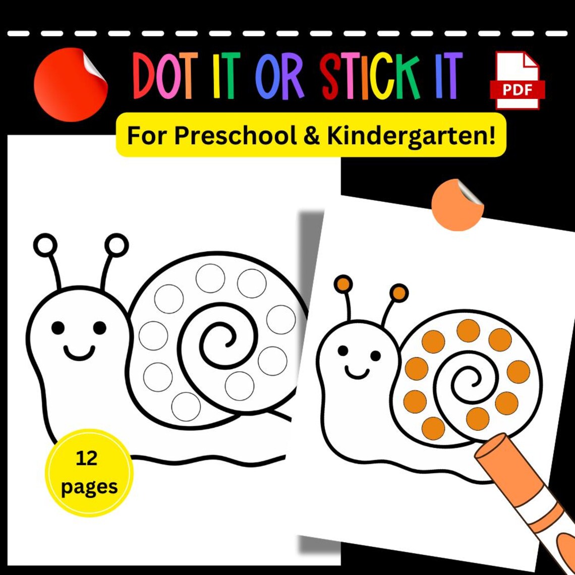 Insects Dot Marker and Dot Sticker Activity Worksheet for Kids | 12 ...
