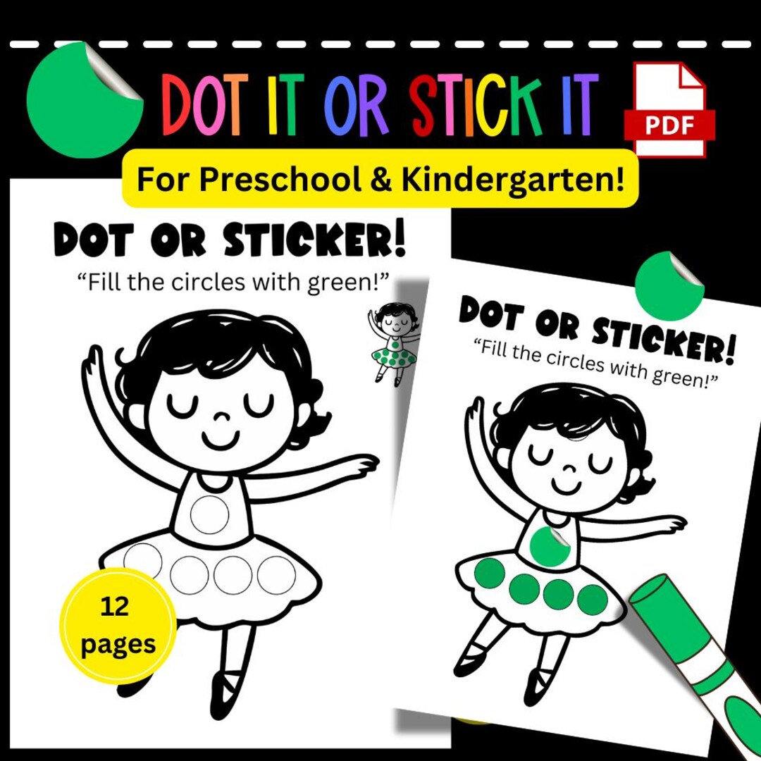 Ballerina Girl Dot Marker and Dot Sticker Activity Worksheet for Kids ...
