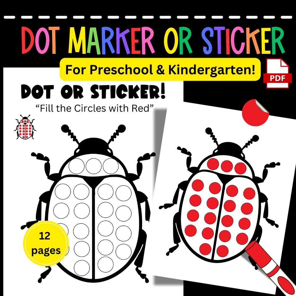 Insects Dot Marker & Dot Sticker Worksheets for Kids | 12 Printable PDF ...