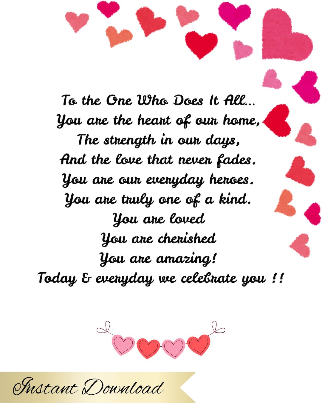 Heartfelt Mother's Day Card: Printable Wall Art Decor (PDF) - Etsy
