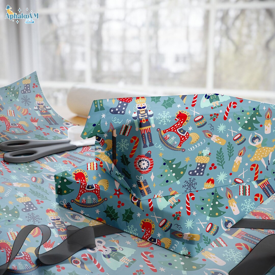 Nutcracker Christmas Wrapping Paper, Preppy Christmas Wrapping Paper ...