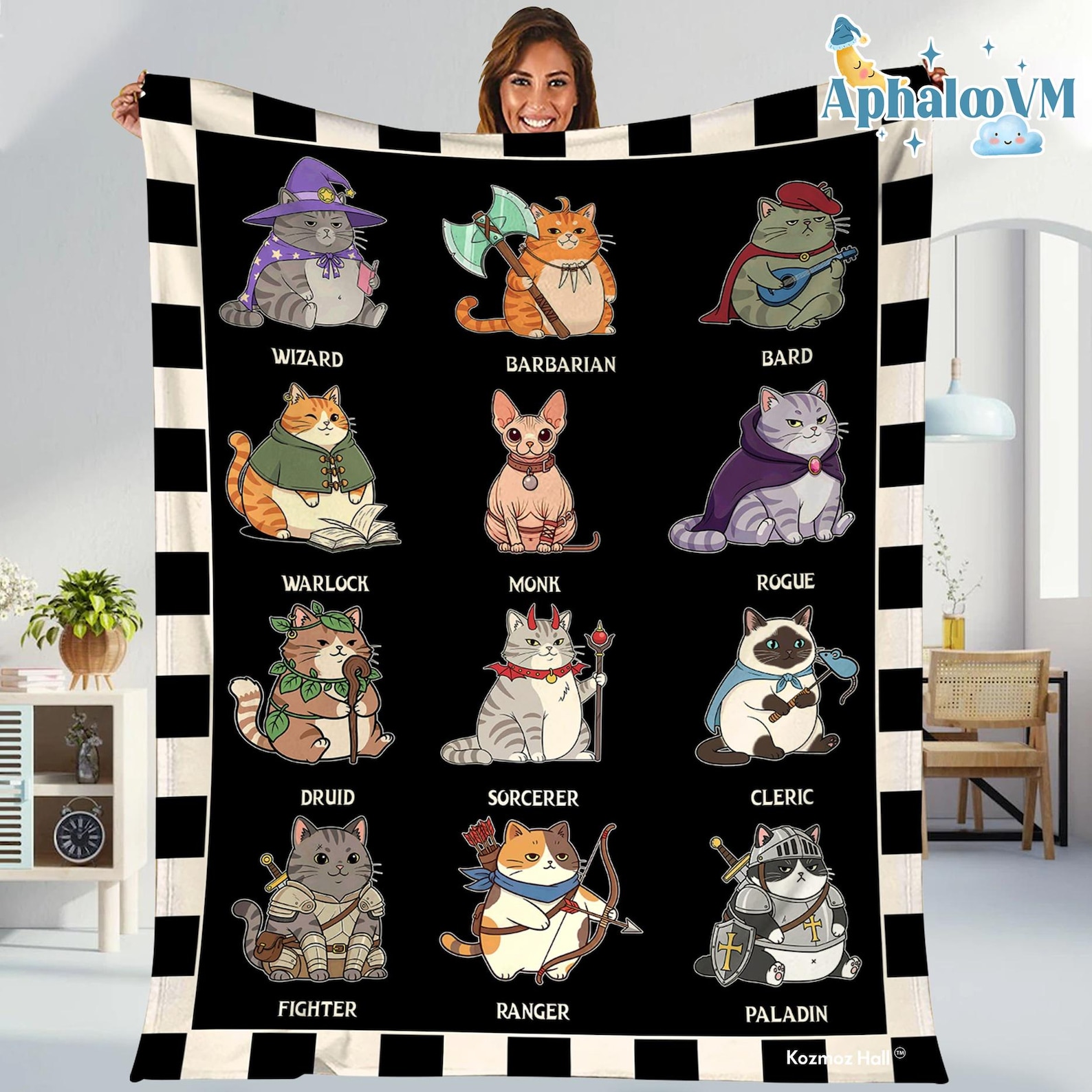 D&D Cats Blanket Dungeons and Cats Blanket Dnd Video Games Blanket Gift ...