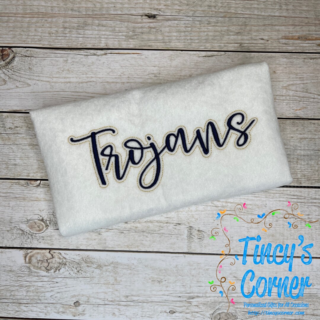 Trojans Script Embroidery, Mascot Embroidery - Etsy
