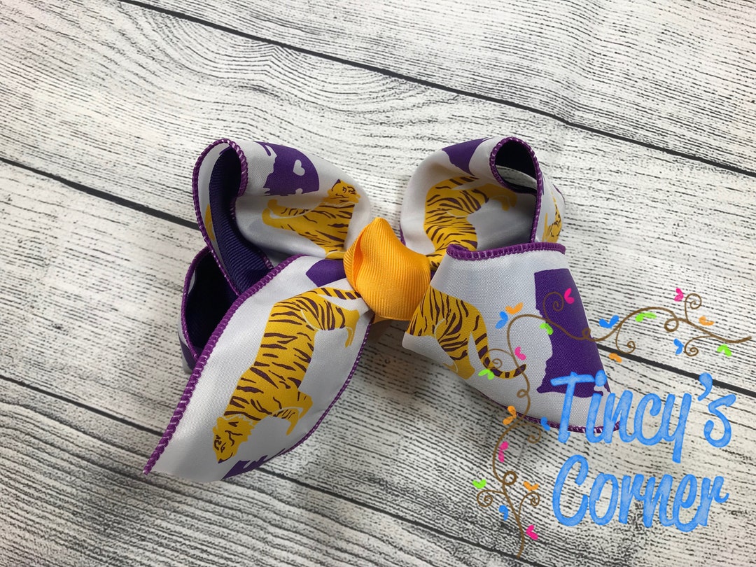 LSU Tigers Purple and Gold Two Layer Boutique Hair Bow - Etsy