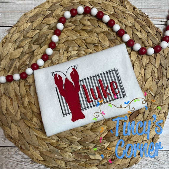 Crawfish With Name Plate Applique Spring Applique | Etsy
