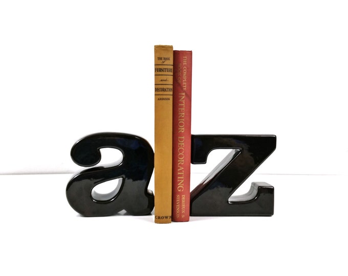 Vintage A to Z Book Ends / Ceramic Letters A & Z Bookend / Typography ...