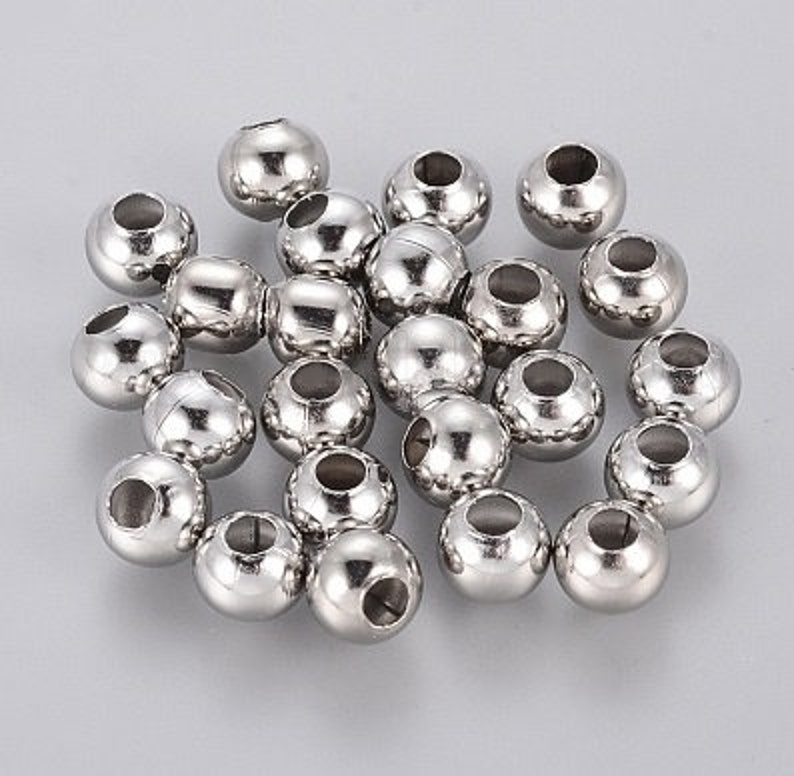 6mm Stainless Steel Round Beads, Bulk Sets of 100 or 200 - Etsy