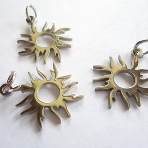 Small Sun Pendant Charm, Stainless Steel, 16mm Wide - Etsy