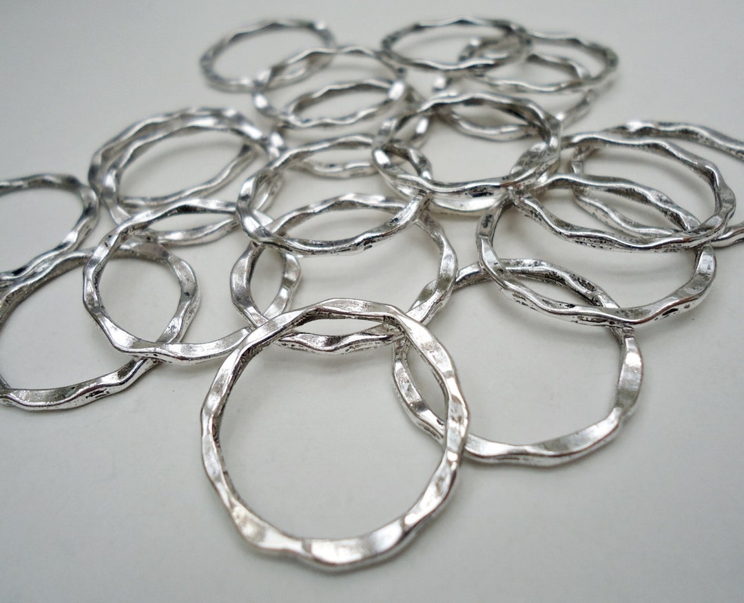 Textured Metal Hoop Links - Antique Silver, Bronze, Copper, or Yellow ...