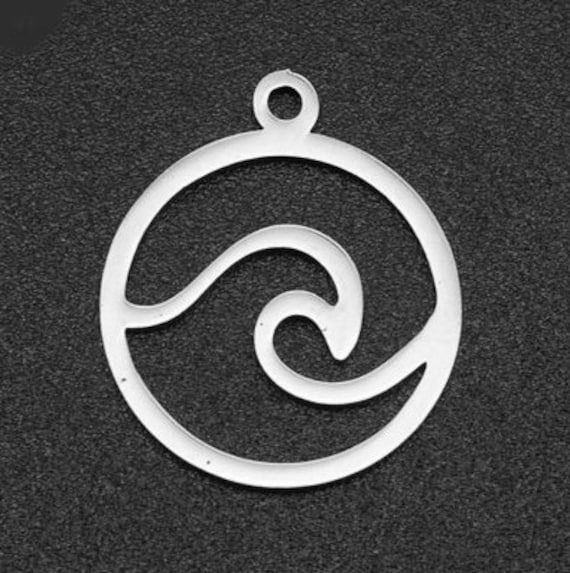 Stainless Steel Wave Pendant Charms 15.5mm Wide | Etsy