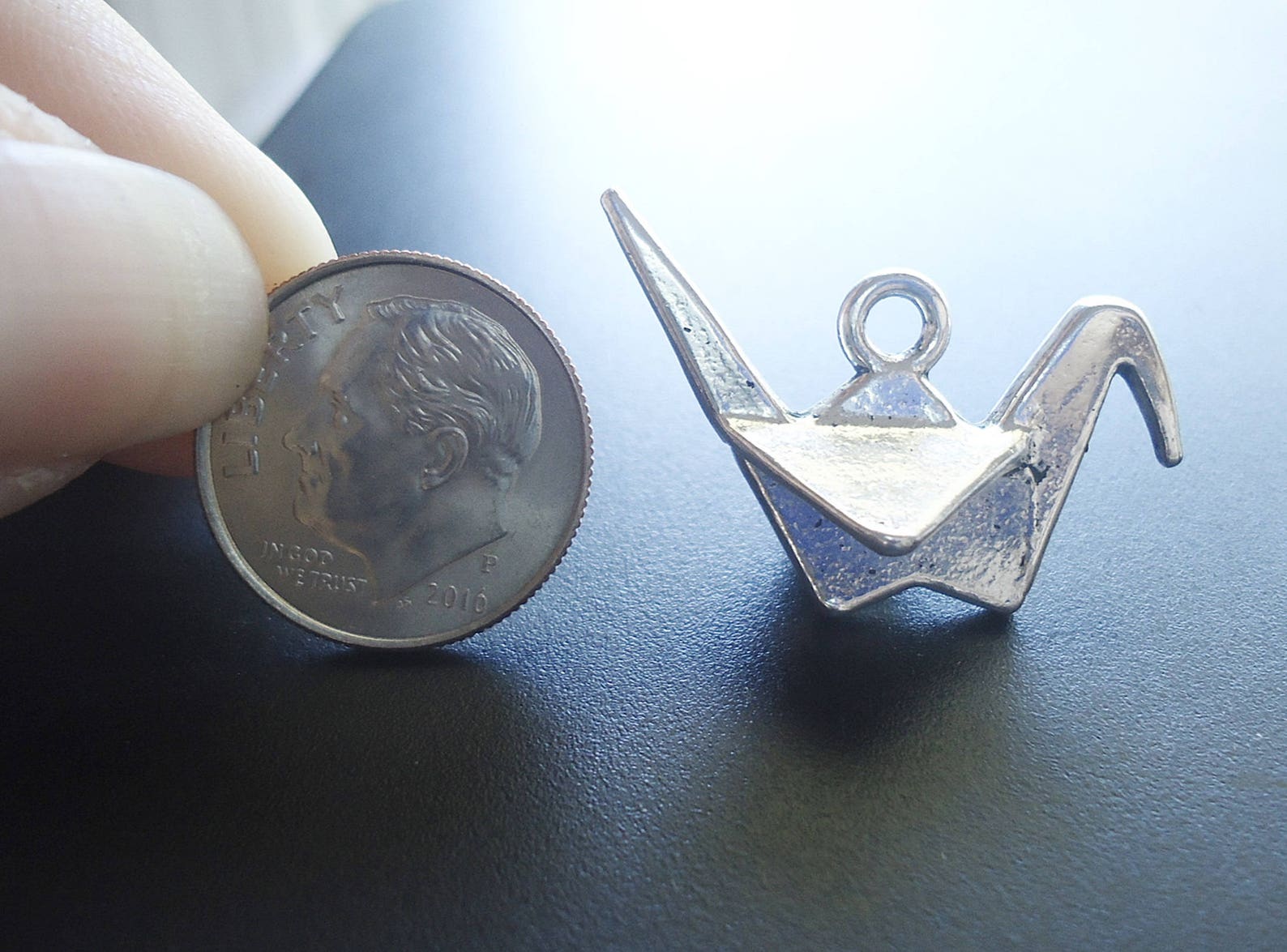 Metal Origami Paper Crane Pendants - 3D - Silver - Etsy