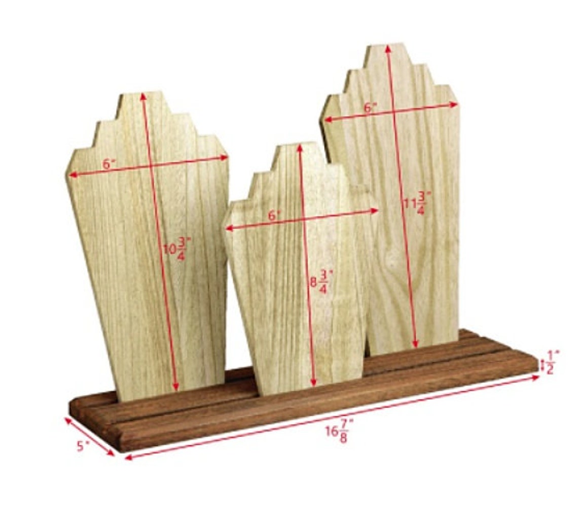 Set of 3 Wooden Necklace Displays With Base Board 17 - Etsy