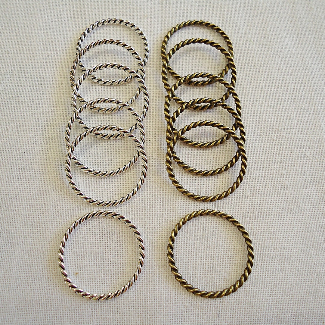 Twisted Metal Hoops, Connectors, Linking Rings, Antique Silver or ...