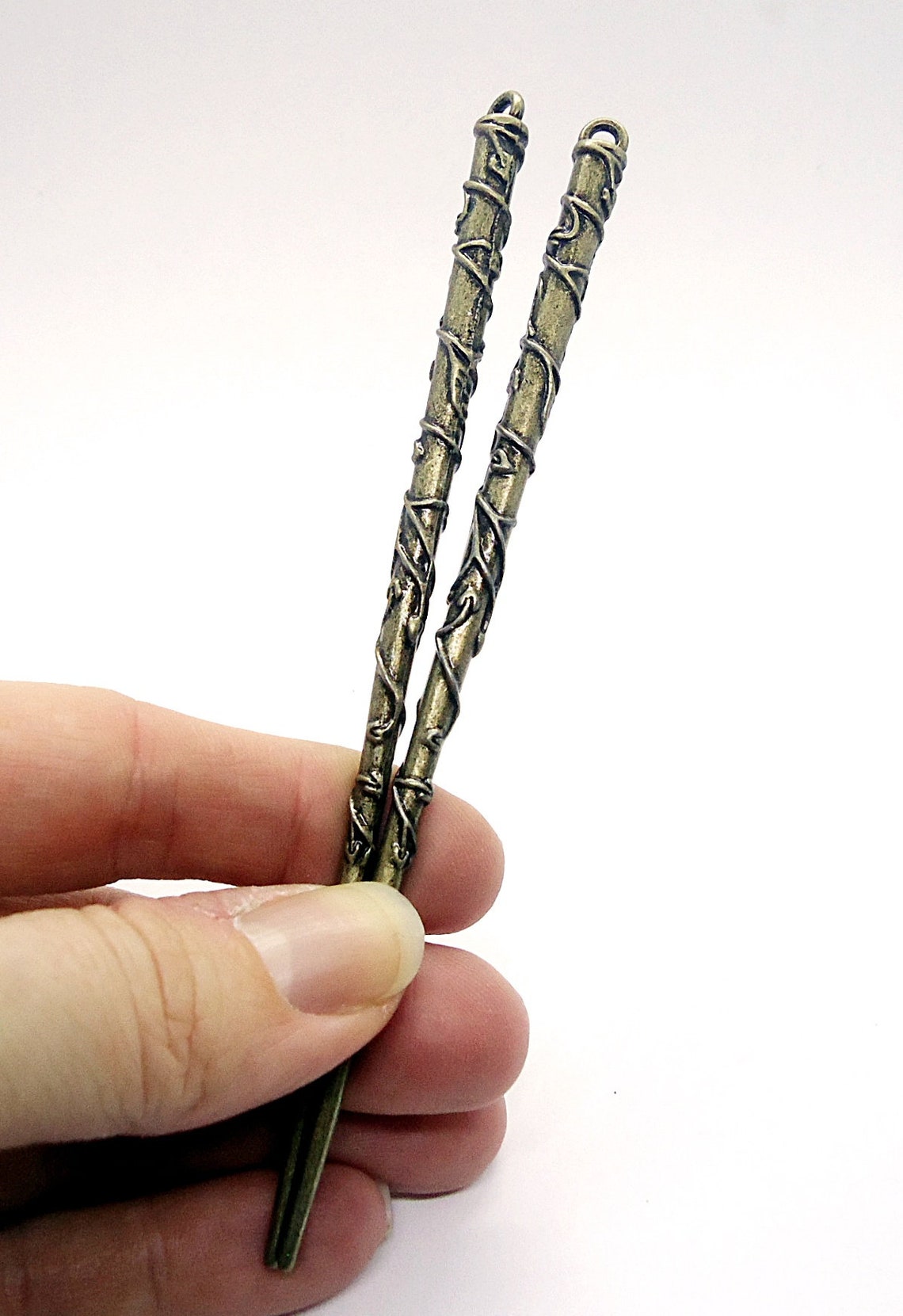 Metal Hair Sticks With Vine Antique Bronze With Loop 5 - Etsy