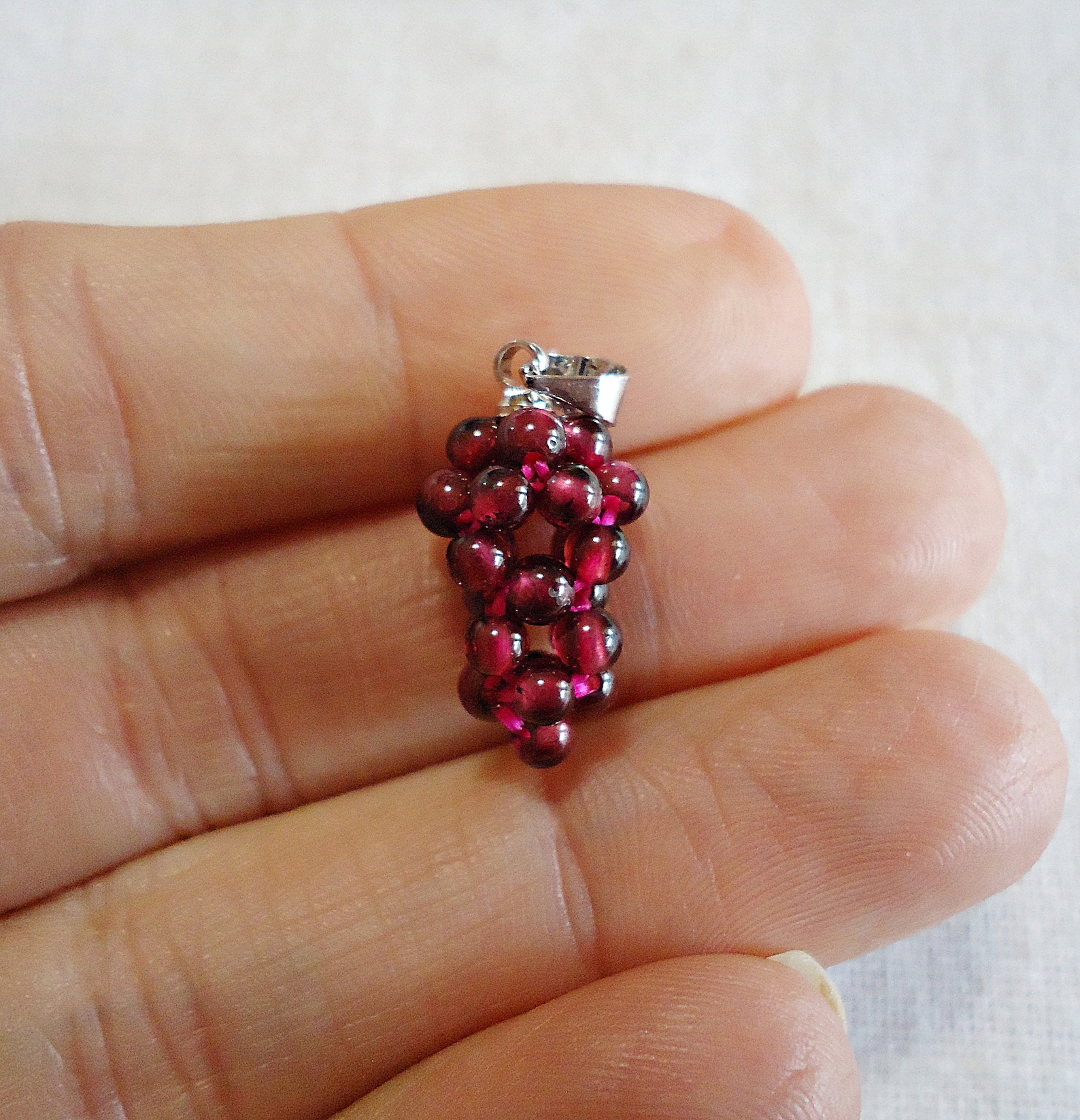 Garnet Cluster, Grape Bunch Pendant, Small Grape Pendant, Garnet Stone ...