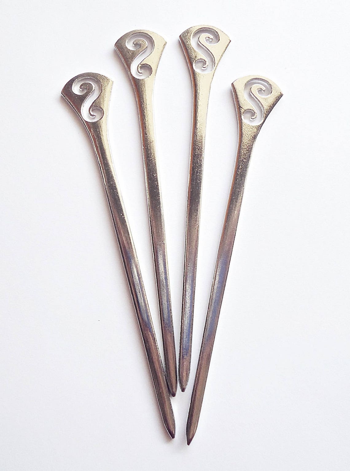 Metal Hair Sticks 5 Long Simple Swirl Design Silver - Etsy