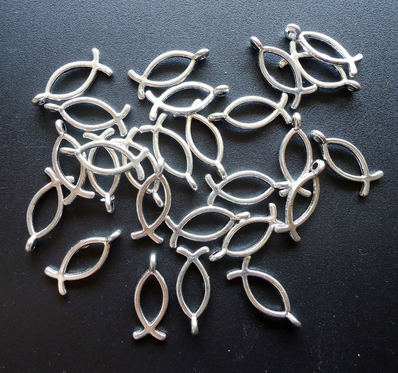 Christian Fish Symbol - Ichthys - Jesus Fish - Antique Silver Charms - Etsy