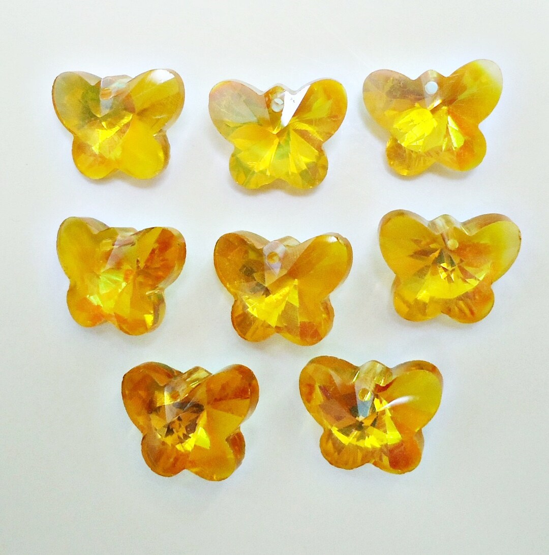 Yellow AB Crystal Butterflies - Set of 8 - Etsy