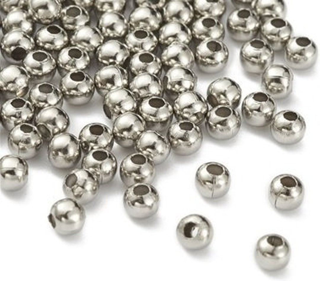 4mm Stainless Steel Round Beads, Bulk Sets of 100, 500, or 1000 - Etsy