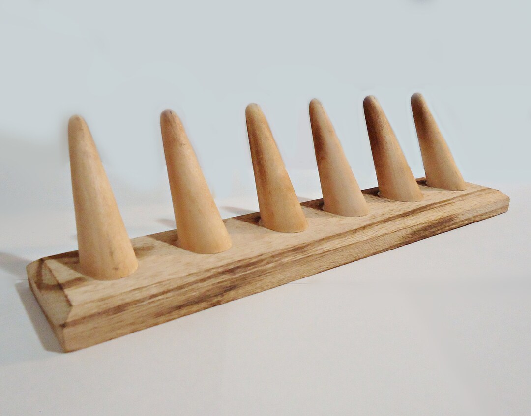 Wooden Ring Display, 6 Finger Ring Cones, 11 Wide, Natural - Etsy