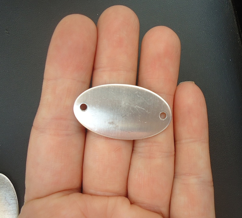 BULK - Small Oval Aluminum Stamping Blanks With 2 Holes - 1 3/8" X 3/4 ...