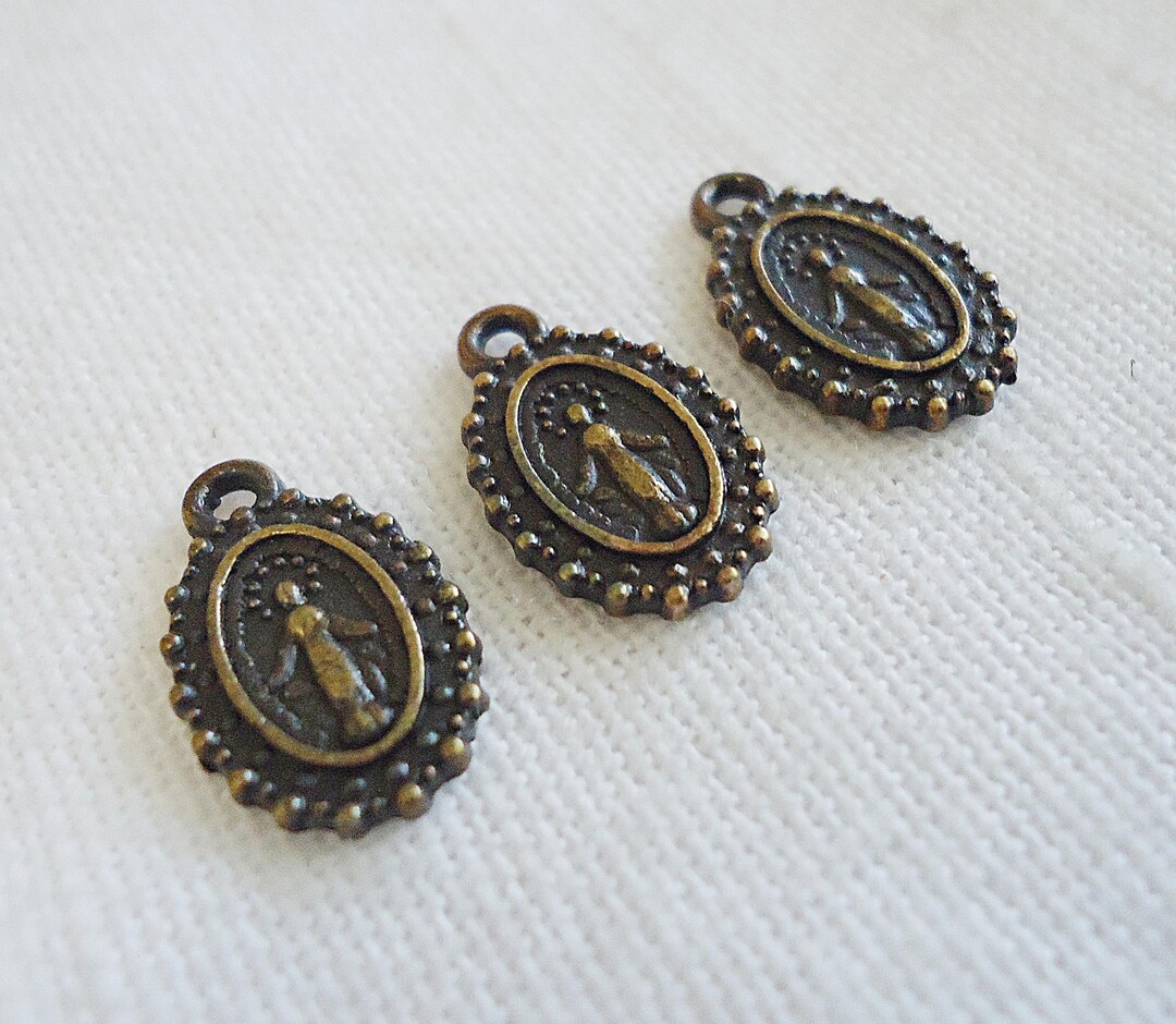 Dark Antique Bronze Virgin Mary Charms, Small Charms, 1/2" Tall - Etsy
