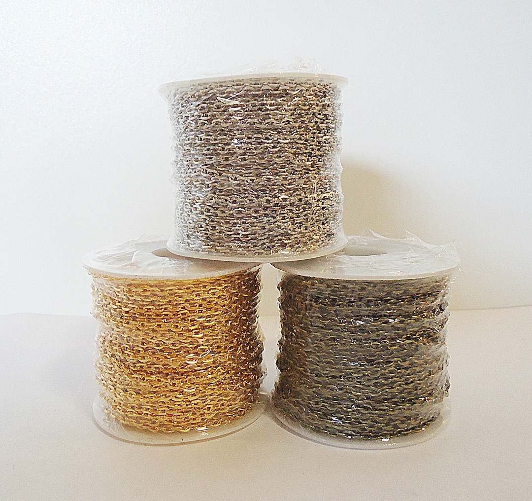 10m (33ft) Spool of Chain, Bulk Chain, Antique Bronze, Gold Plated ...