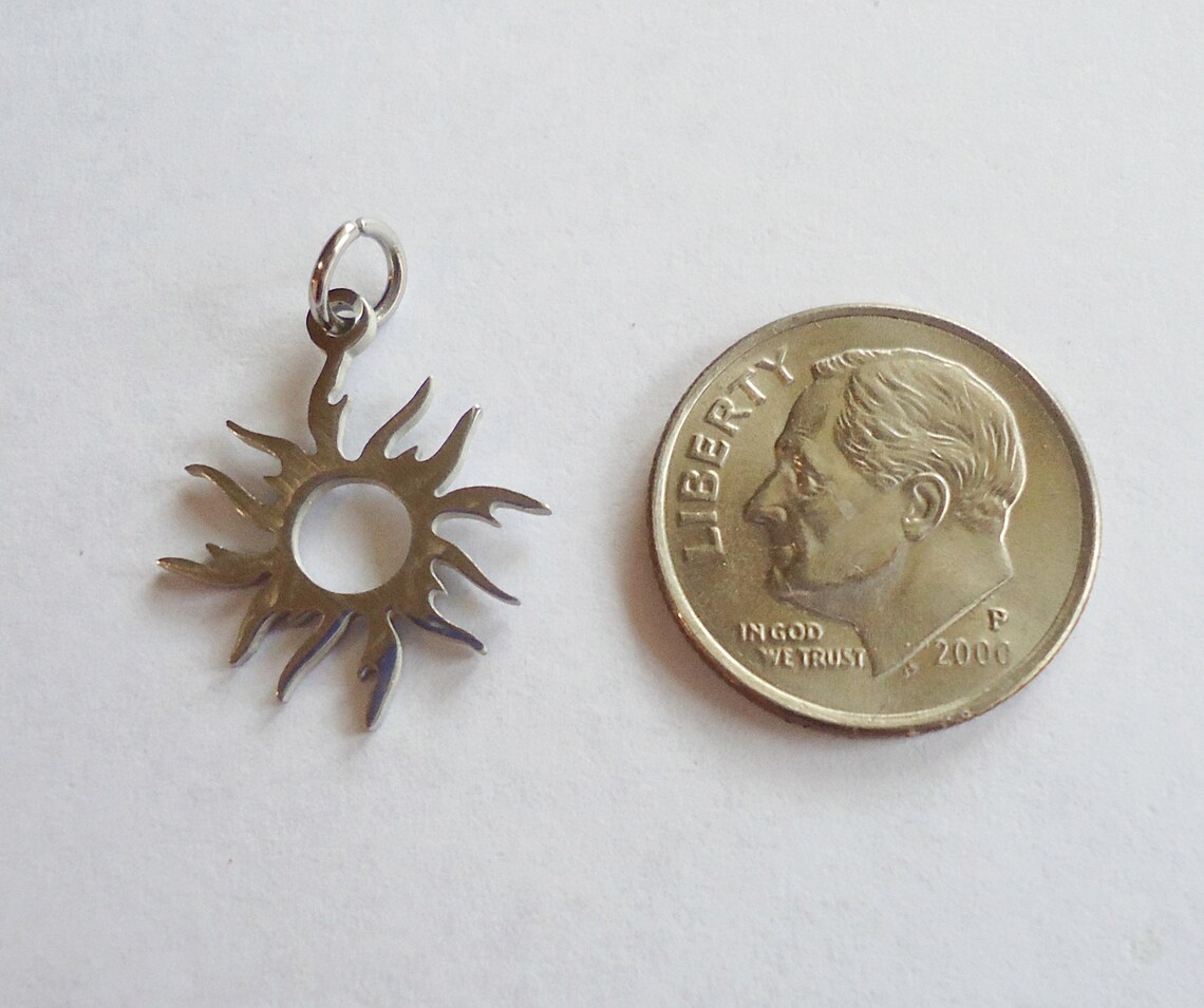 Small Sun Pendant Charm Stainless Steel 16mm Wide - Etsy