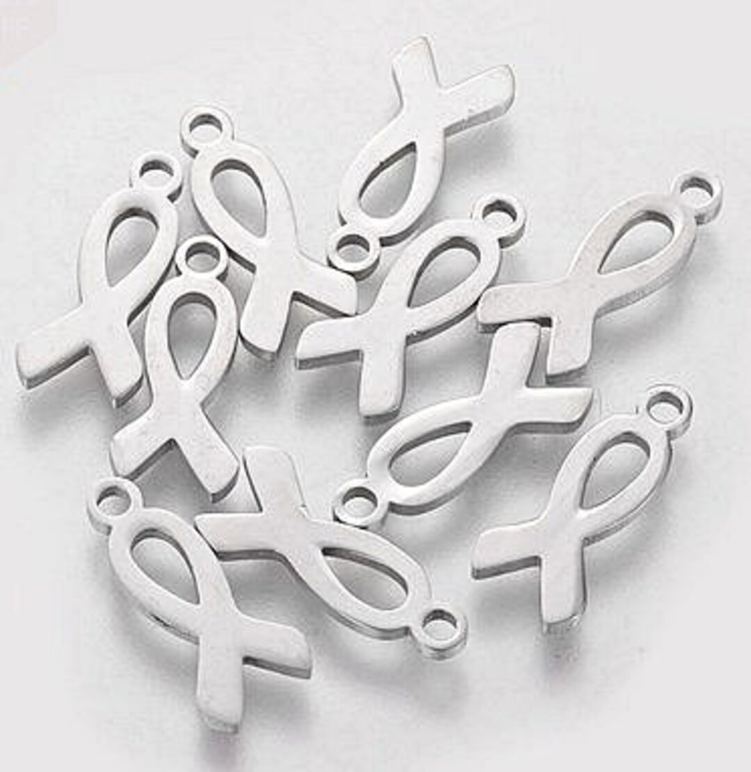 Small Awareness Ribbon Charms, Stainless Steel, 14mm X 6mm, Set of 10 ...