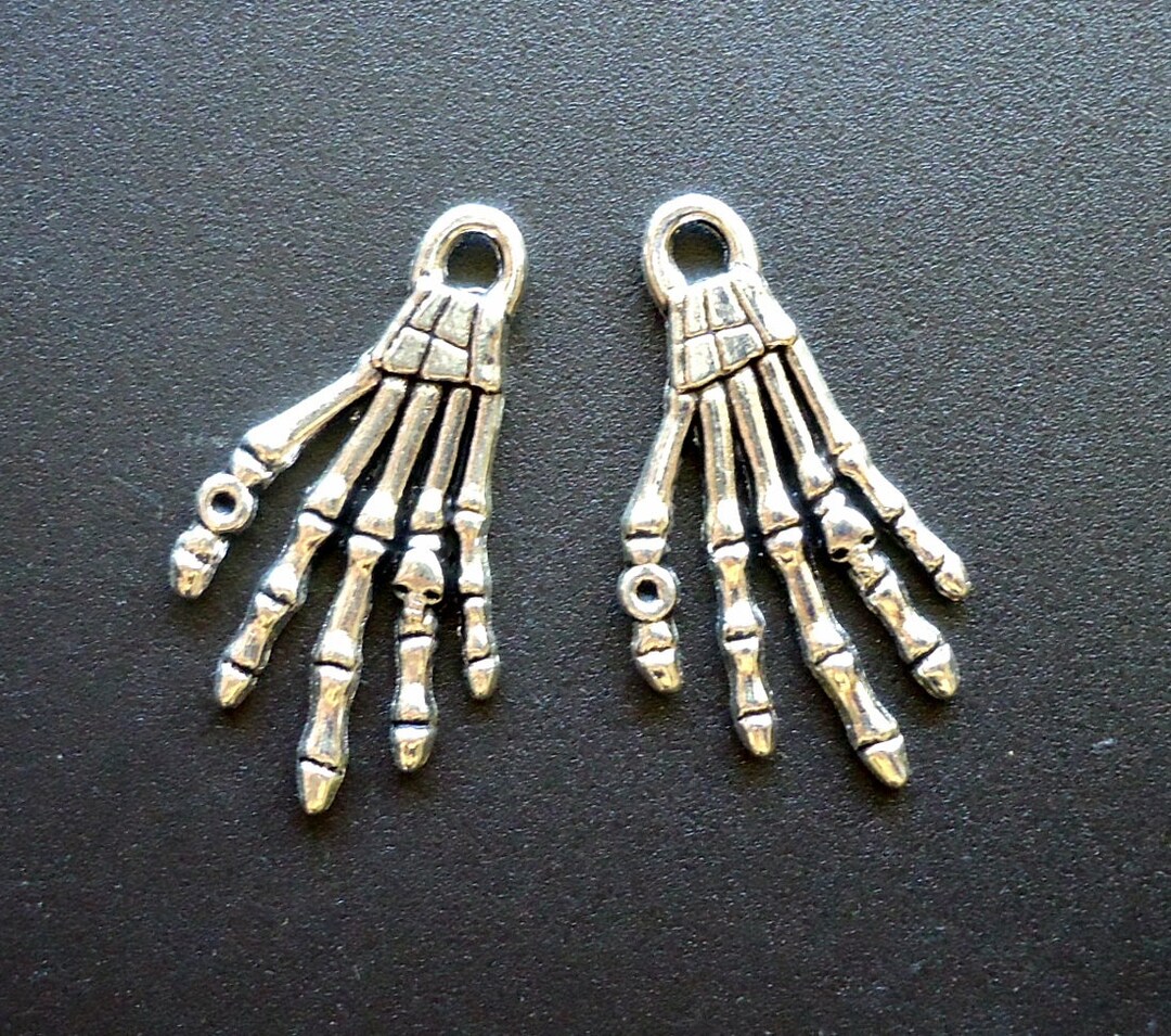 Skeleton Hand Pendants / Charms - Antique Silver - Set of 10 ...