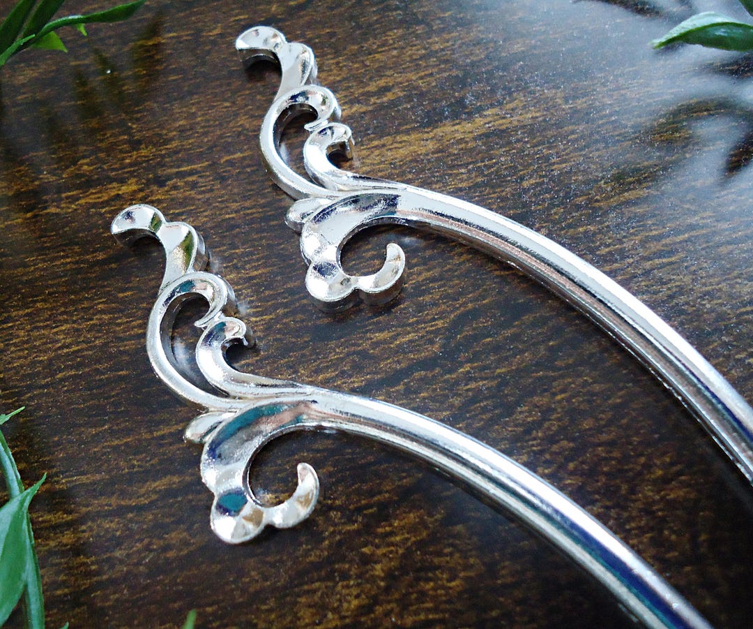 Silver Hair Stick, Flower Flourish , 6" Long, Hair Stick Blank - Etsy