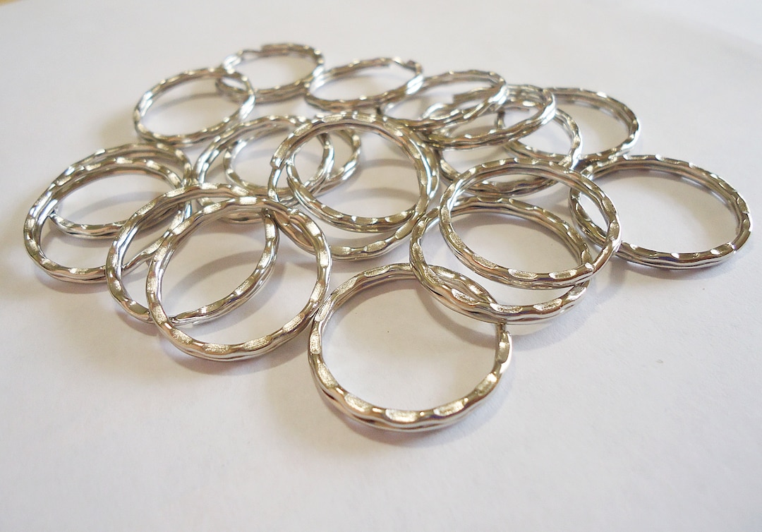 Split Key Rings, Hammered Texture, Silver, 25mm Wide - Etsy