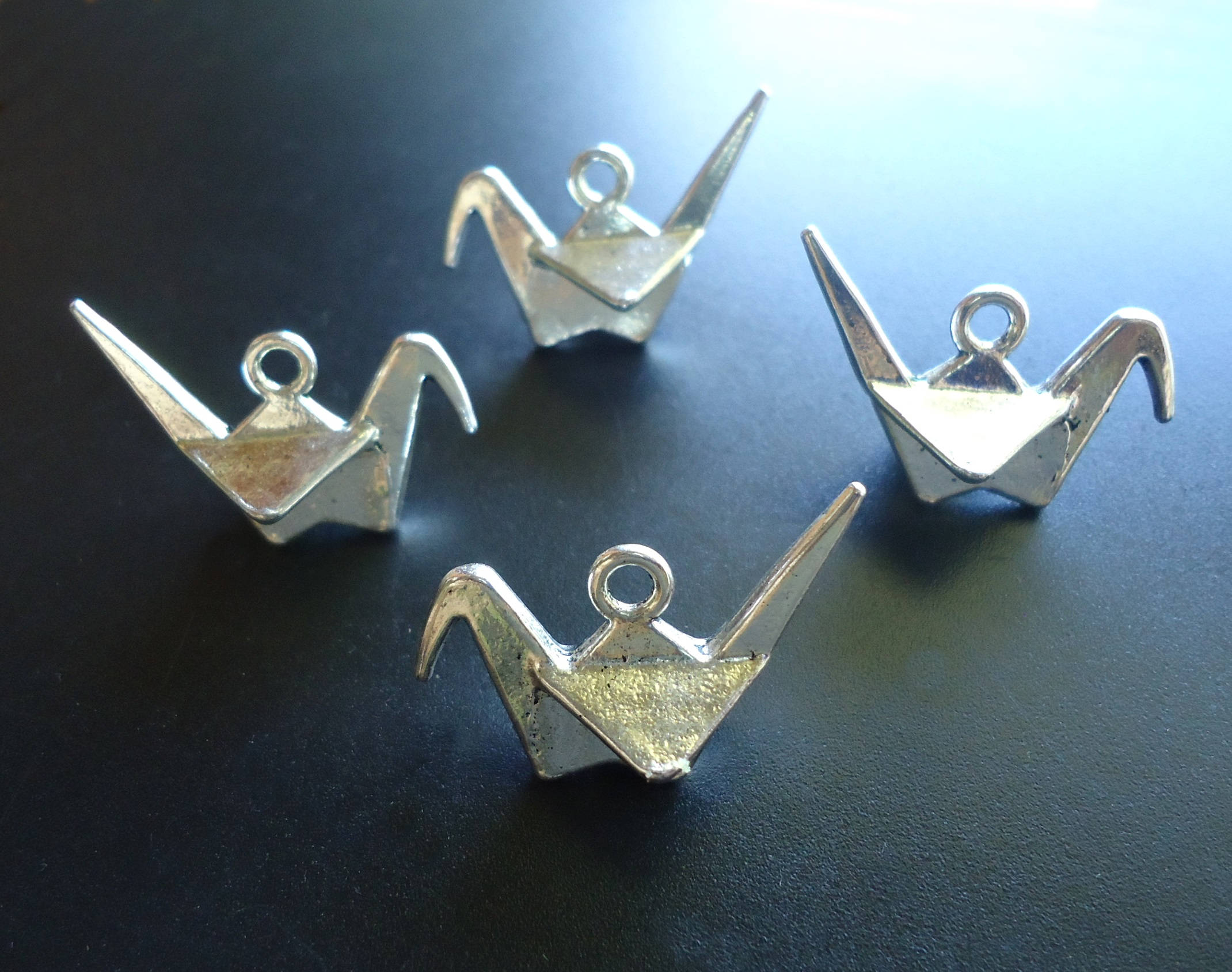 Metal Origami Paper Crane Pendants - 3D - Silver - Etsy