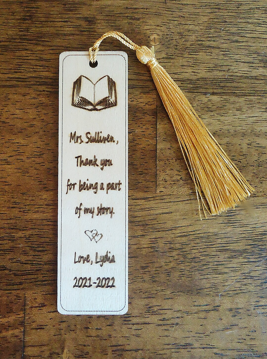 Teacher Appreciation Gift, Personalized Wooden Bookmark, Thank You for ...