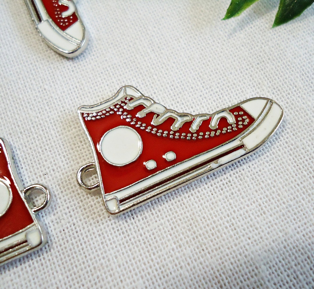 Red Converse Sneaker Charms / Pendants, Double Sided, Enameled - Etsy