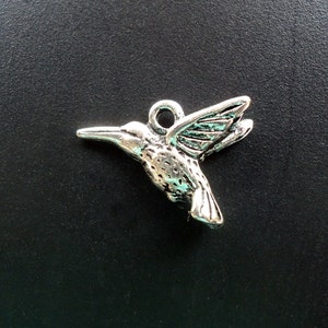 Small Hummingbird Charms - Double Sided 3D Detail - Antique Silver - Etsy