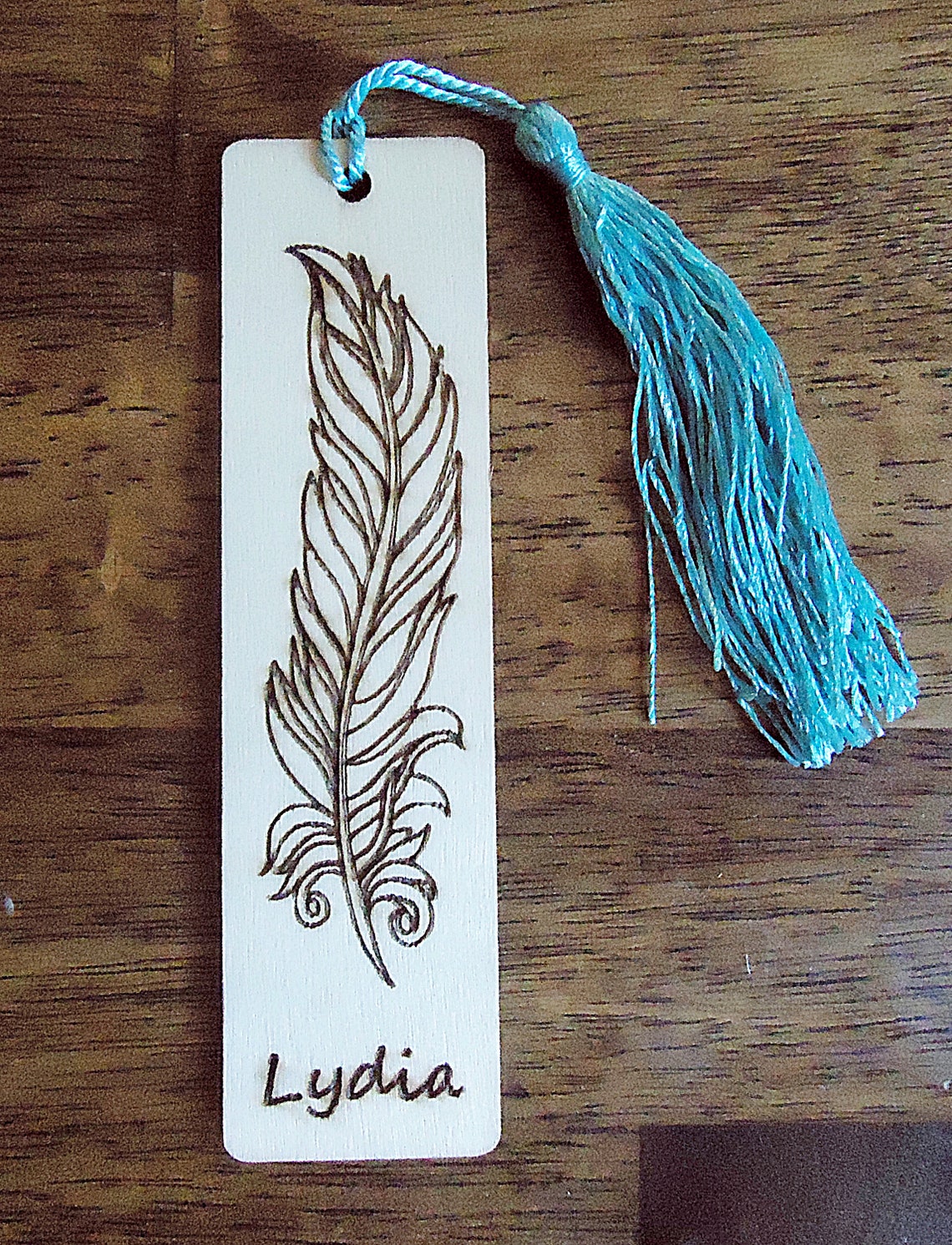 Personalized Wood Burned Bookmarks, Feather, Cherry Blossoms, Birds ...