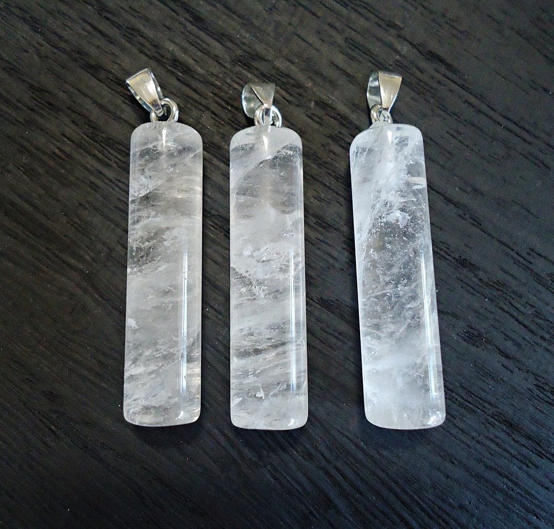 Natural Quartz Crystal Cylinder Column Pendant, 1.5" Tall - Etsy