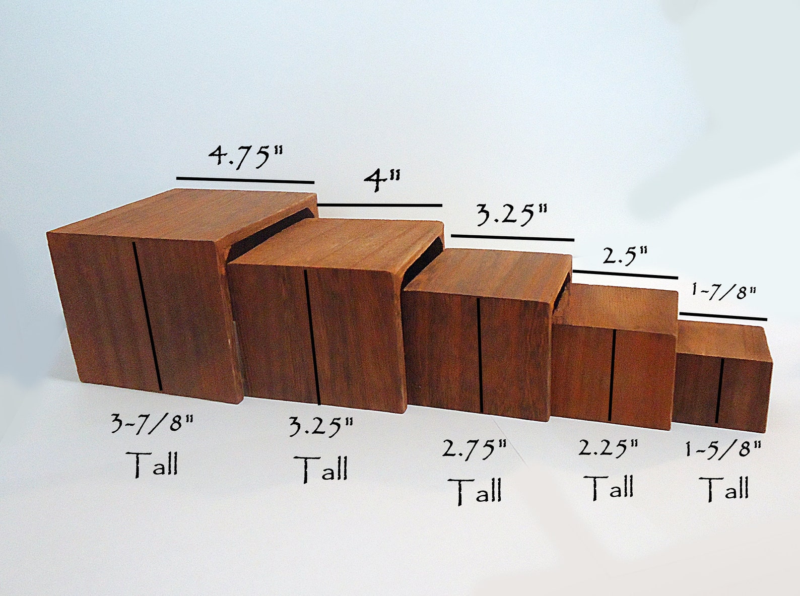 Nested Wooden Risers Brown Set of 5 4.75 Square to 1 - Etsy