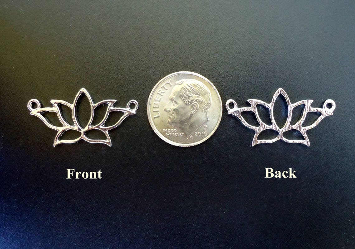 Lotus Link Pendants With 2 Loops Silver Finish 1 Wide | Etsy