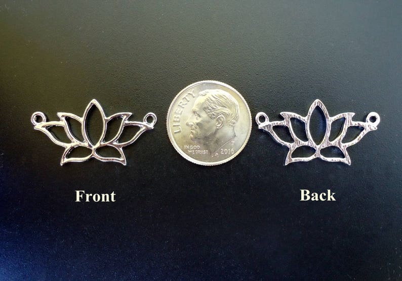 Lotus Link Pendants With 2 Loops Silver Finish 1 Wide | Etsy