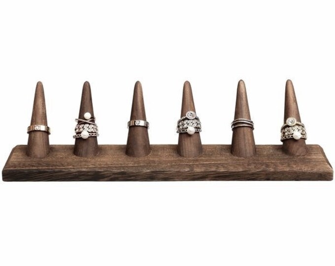 Wooden Ring Display 6 Finger Ring Cones 11 Wide Brown | Etsy