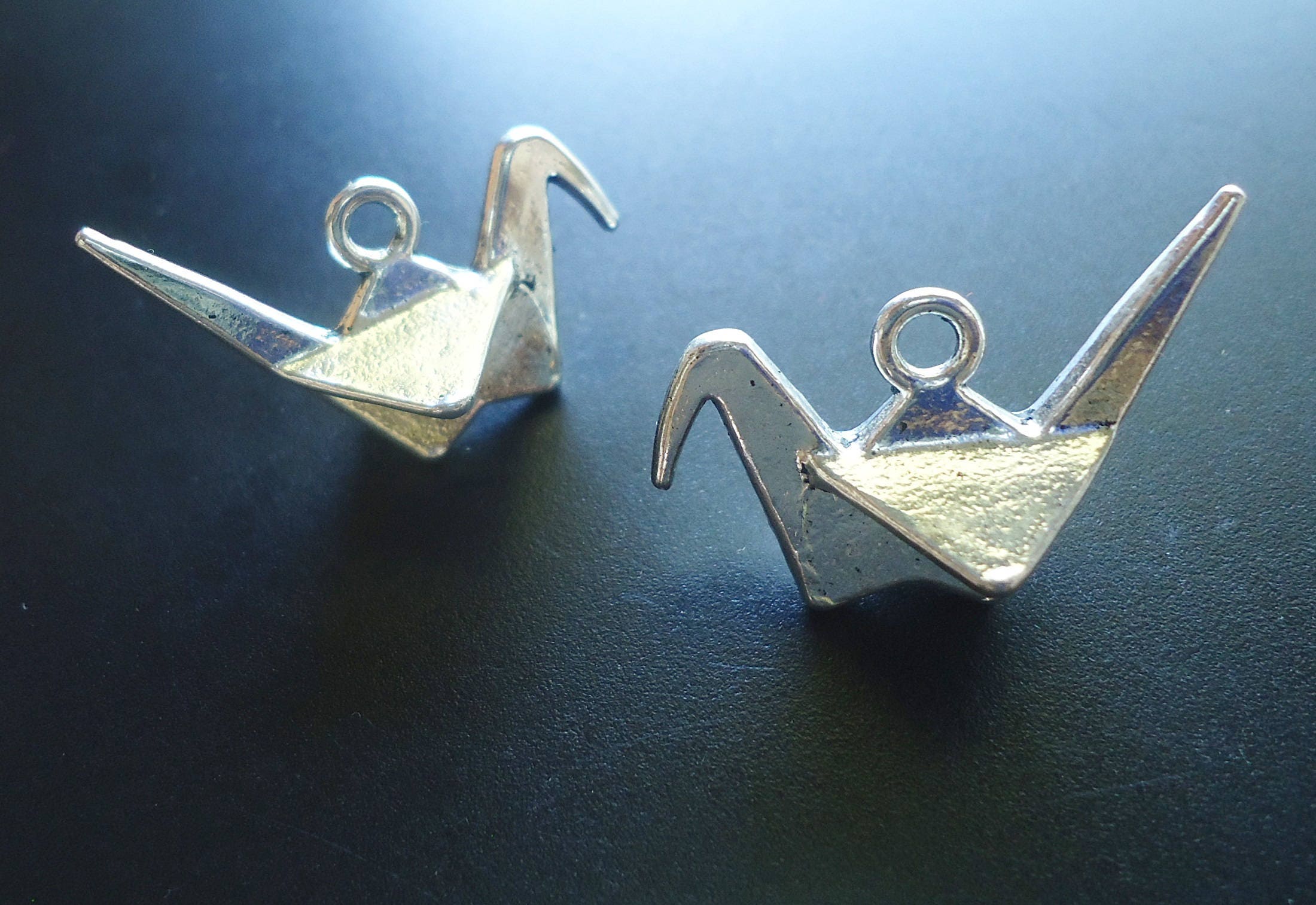 Metal Origami Paper Crane Pendants 3D Silver | Etsy
