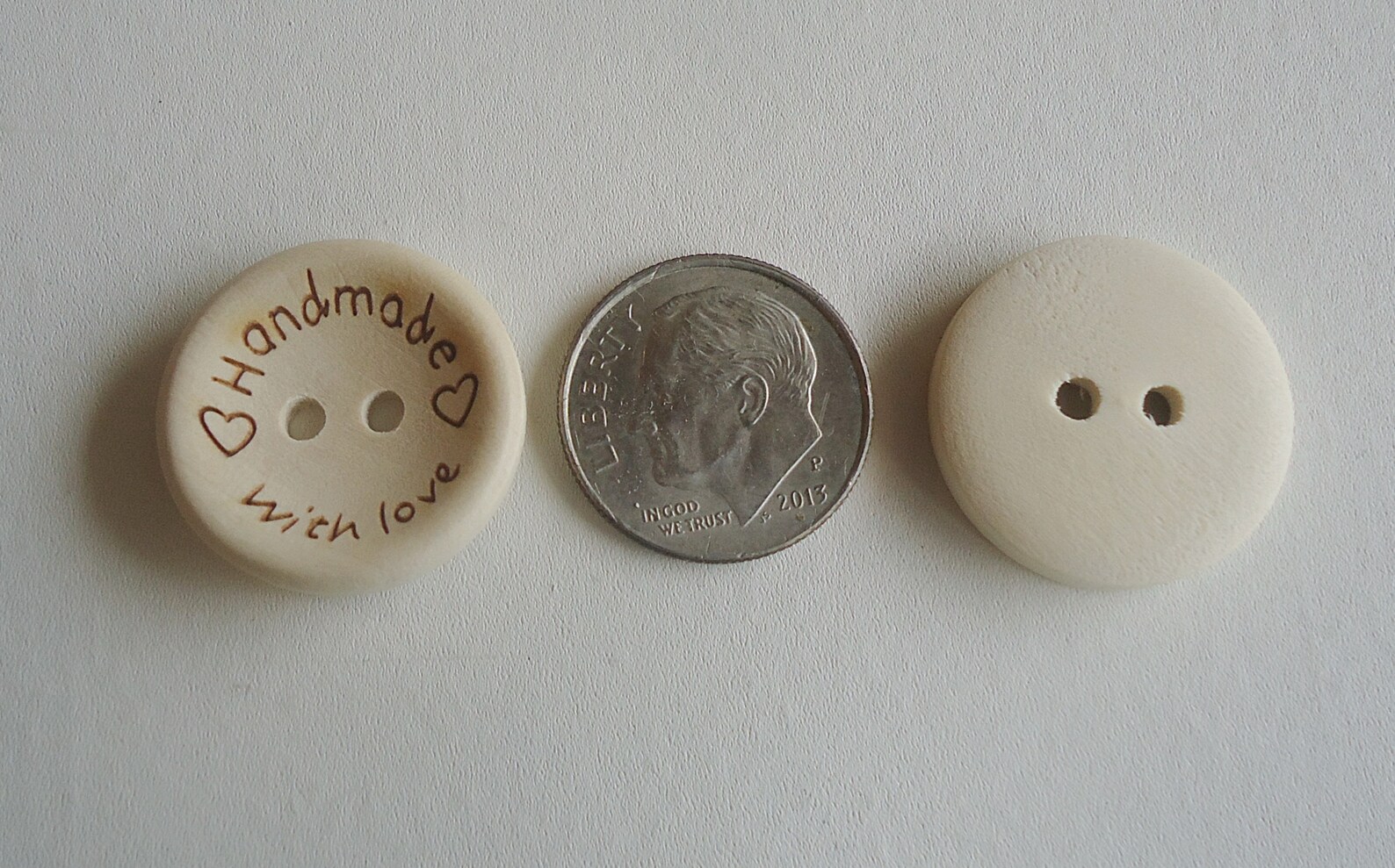 Wooden Buttons, 'handmade With Love', 20mm Wide, 2-hole Basic Sewing ...