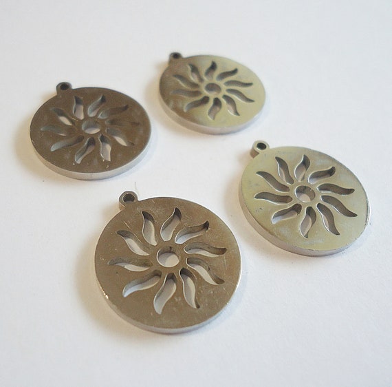 Stainless Steel Sun Rays Laser-cut Pendant Charms 18mm X | Etsy