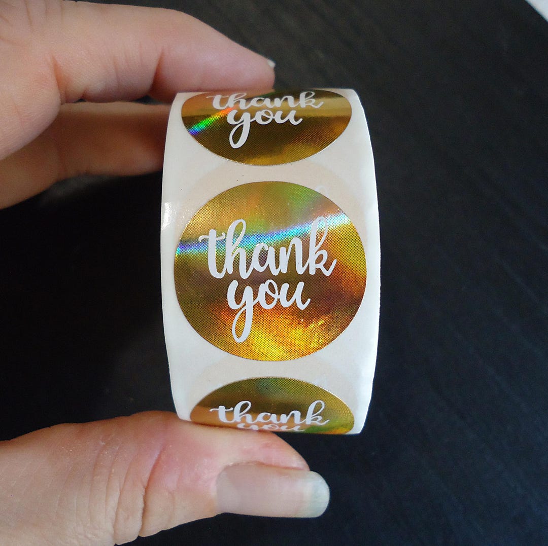 Stickers, 'thank You', Metallic Gold and White, 1 Inch Wide, Packaging ...