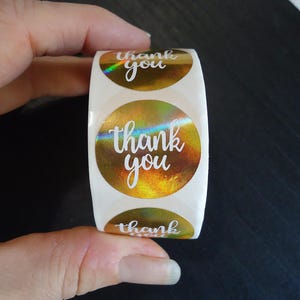 Stickers, 'thank You', Metallic Gold and White, 1 Inch Wide, Packaging ...